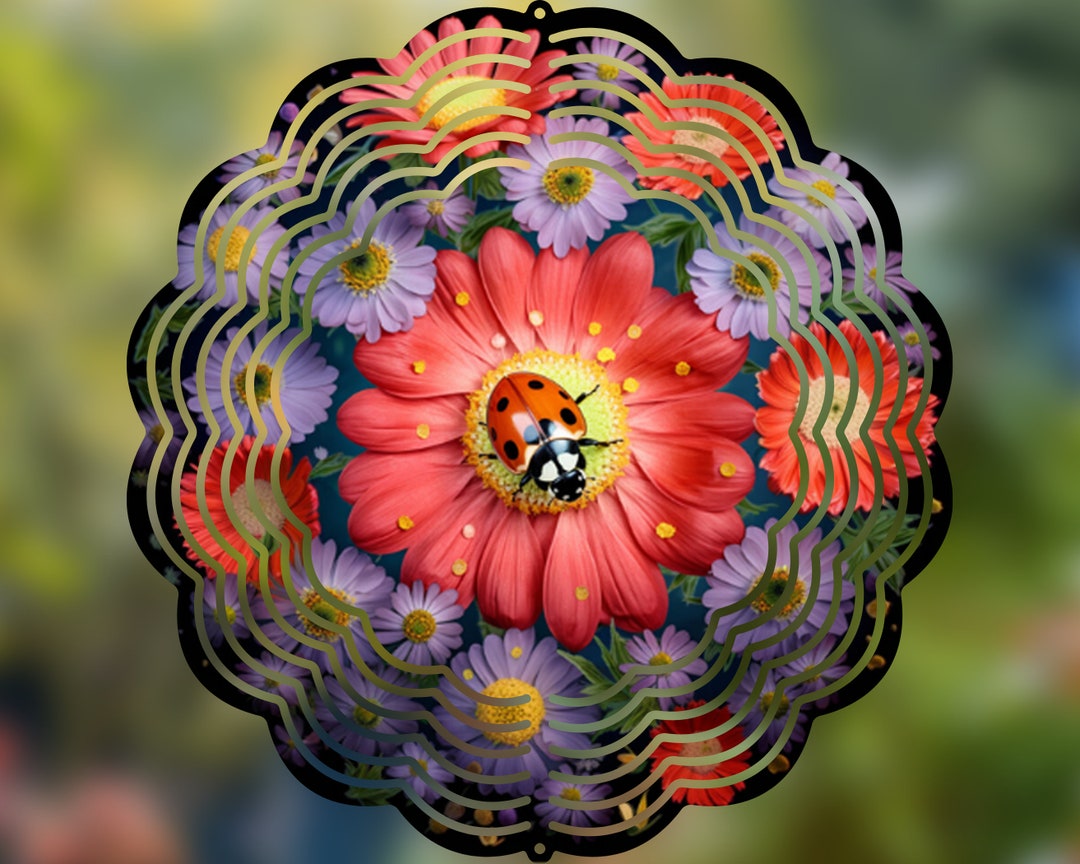 Vibrant Ladybug Wind Spinner | Handcrafted Metal Garden Art | Whimsical ...