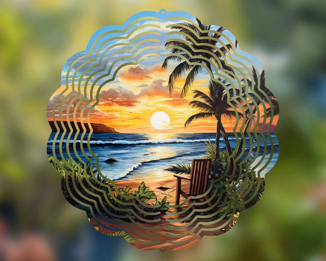 Seashore Wind Spinner | Nautical Beach Decor | Metal Kinetic Garden Art ...