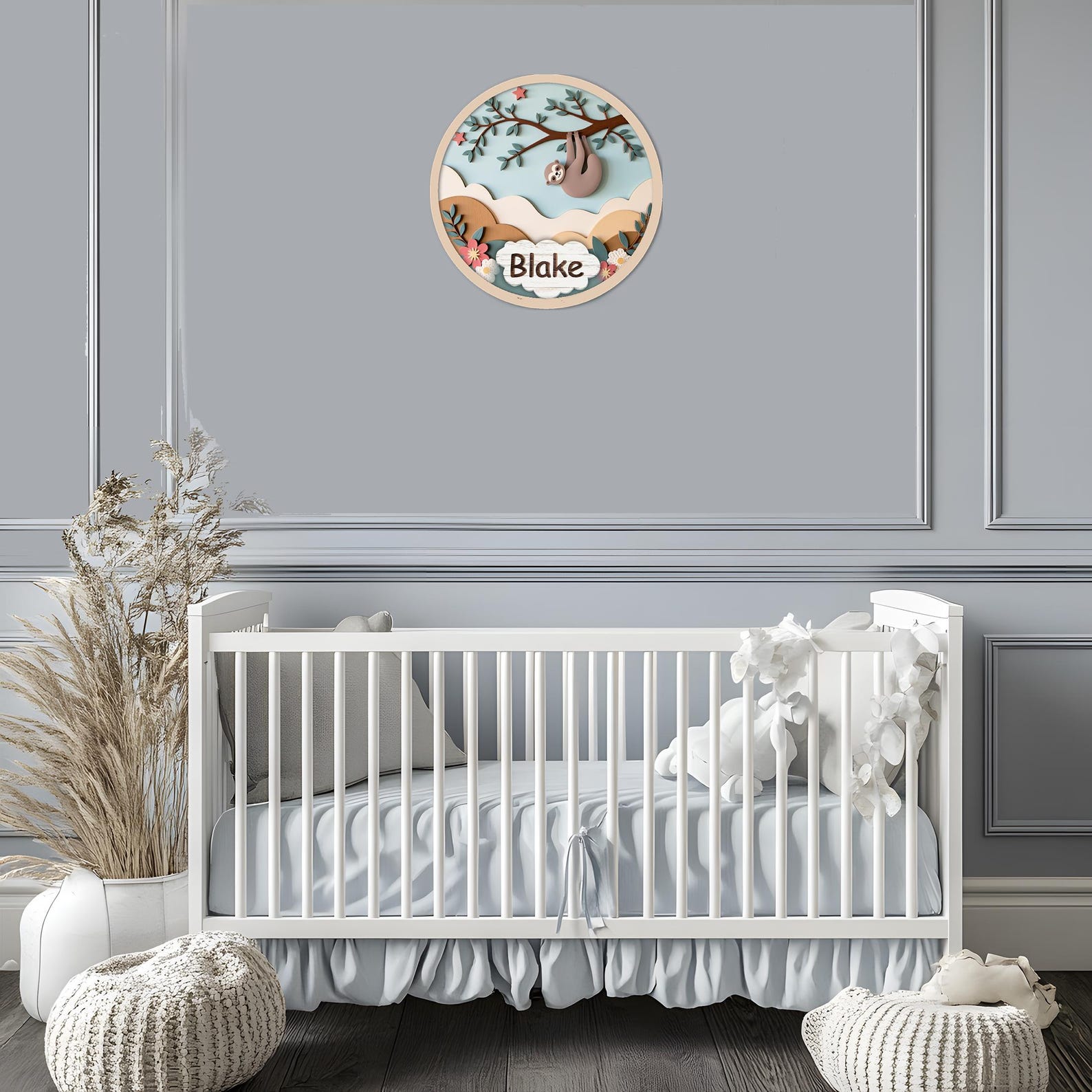 Personalized Sloth Nursery Decor: Custom Name Sign, Kids Room Art - Etsy