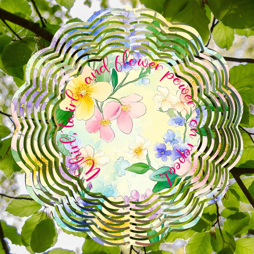 Pastel Floral Wind Spinner: "swirl, Twirl, Flower Power" Quote - Etsy