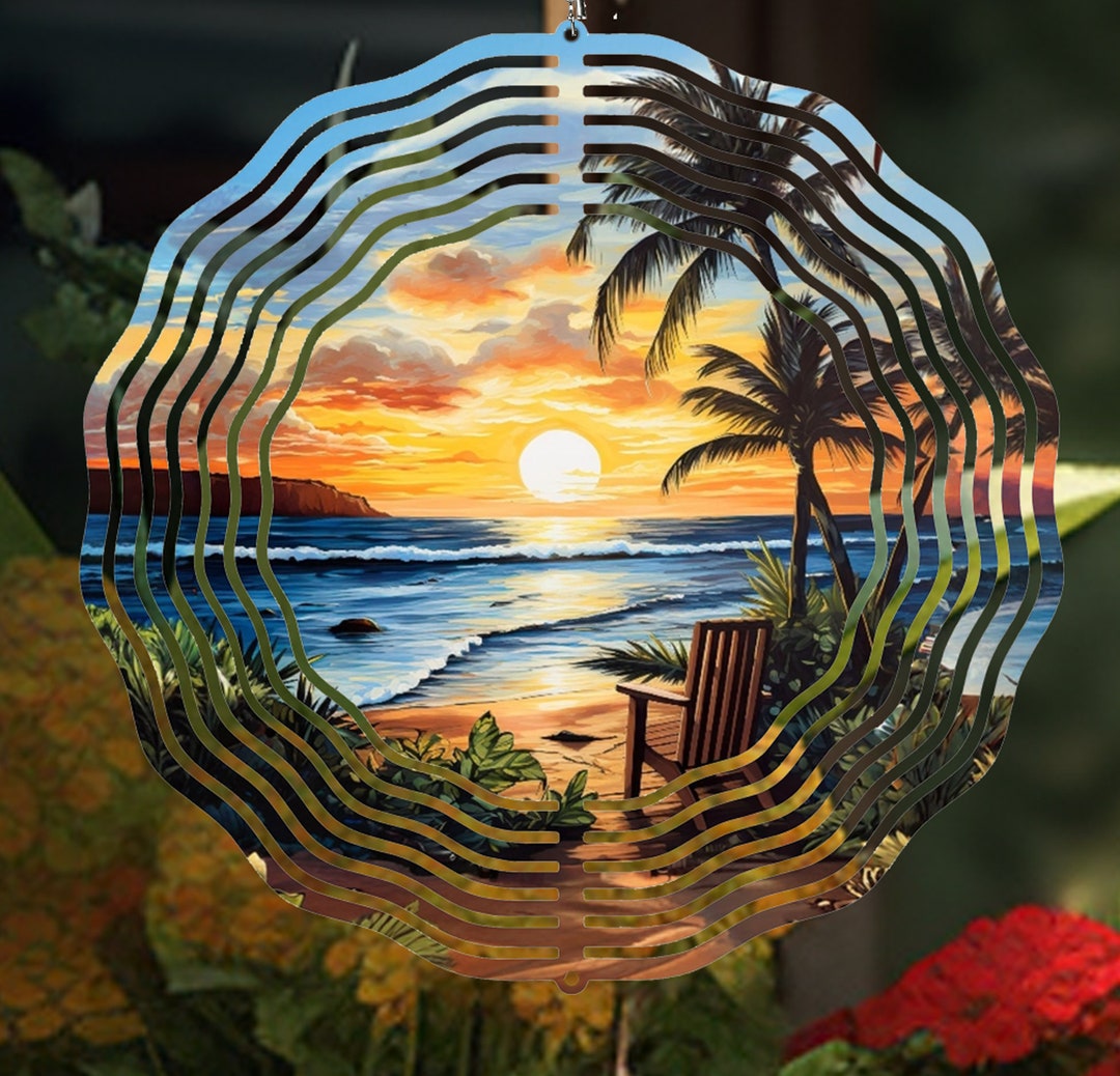 Seashore Wind Spinner Nautical Beach Decor Metal Kinetic Garden Art - Etsy