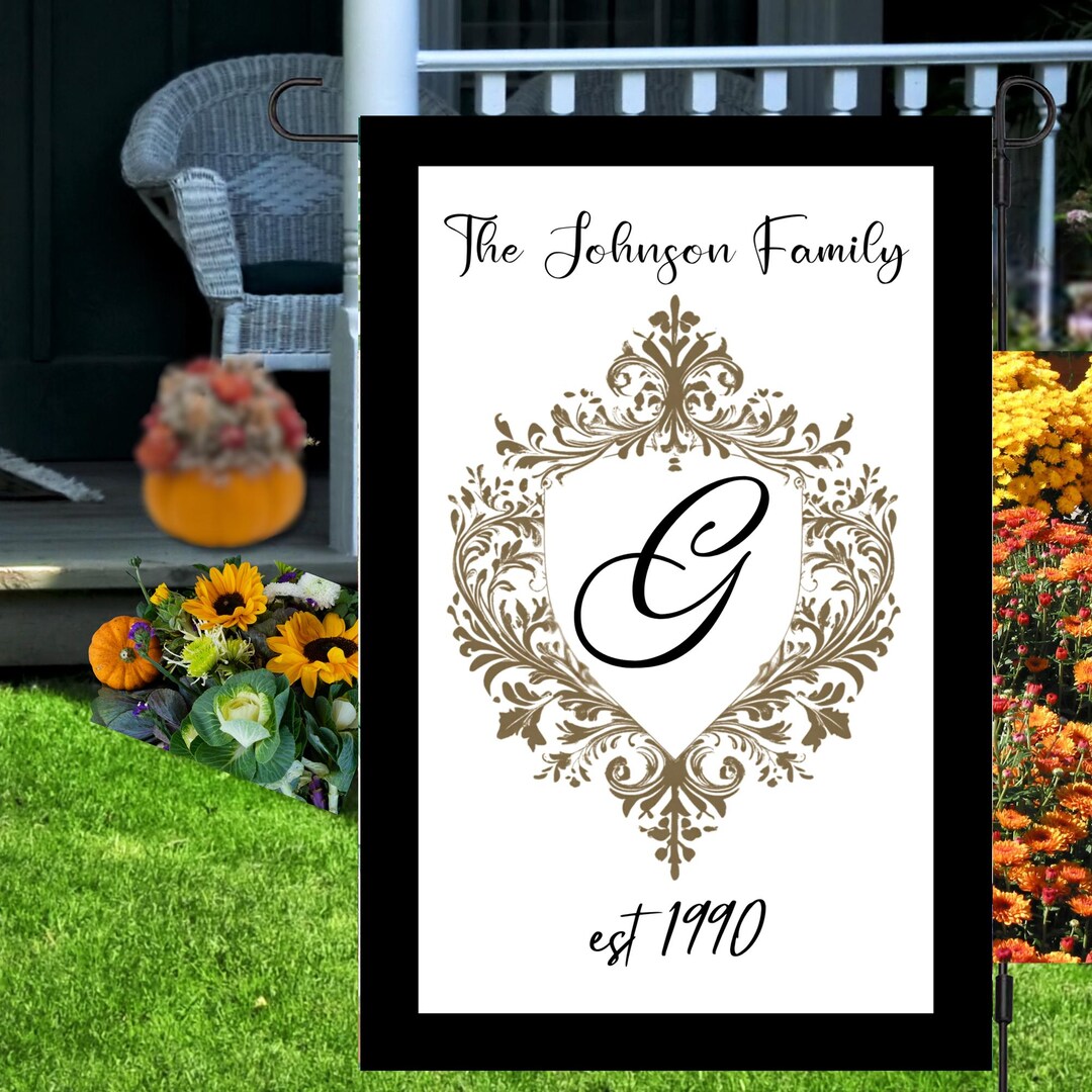 Personalized Monogram Garden Flag: Elegant Outdoor Decor - Etsy
