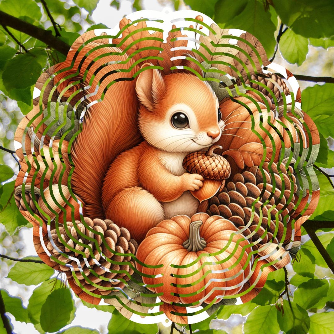 Squirrel Fall Wind Spinner: Autumn Leaves & Acorn Decor - Etsy