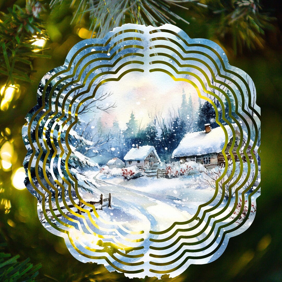 Snowy Landscape Wind Spinner: Winter Garden Decor - Etsy