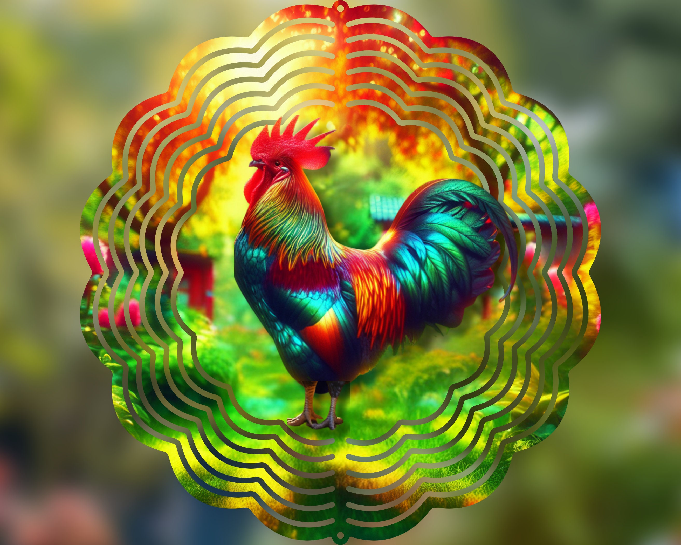 Rooster Wind Spinner | Farmhouse Garden Decor | Metal Yard Art - Etsy