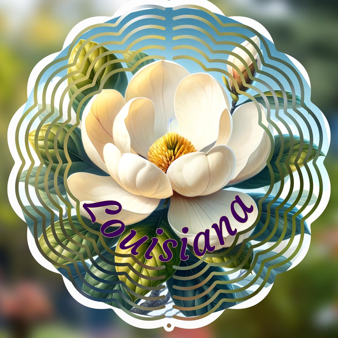 Magnolia Wind Spinner, Louisiana State Flower Yard Decor, Outdoor Metal ...