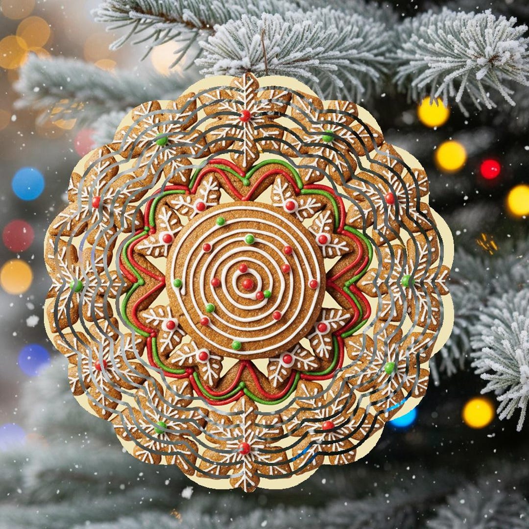 Gingerbread Snowflake Wind Spinner, 3D Layered Metal Ornament, Holiday ...