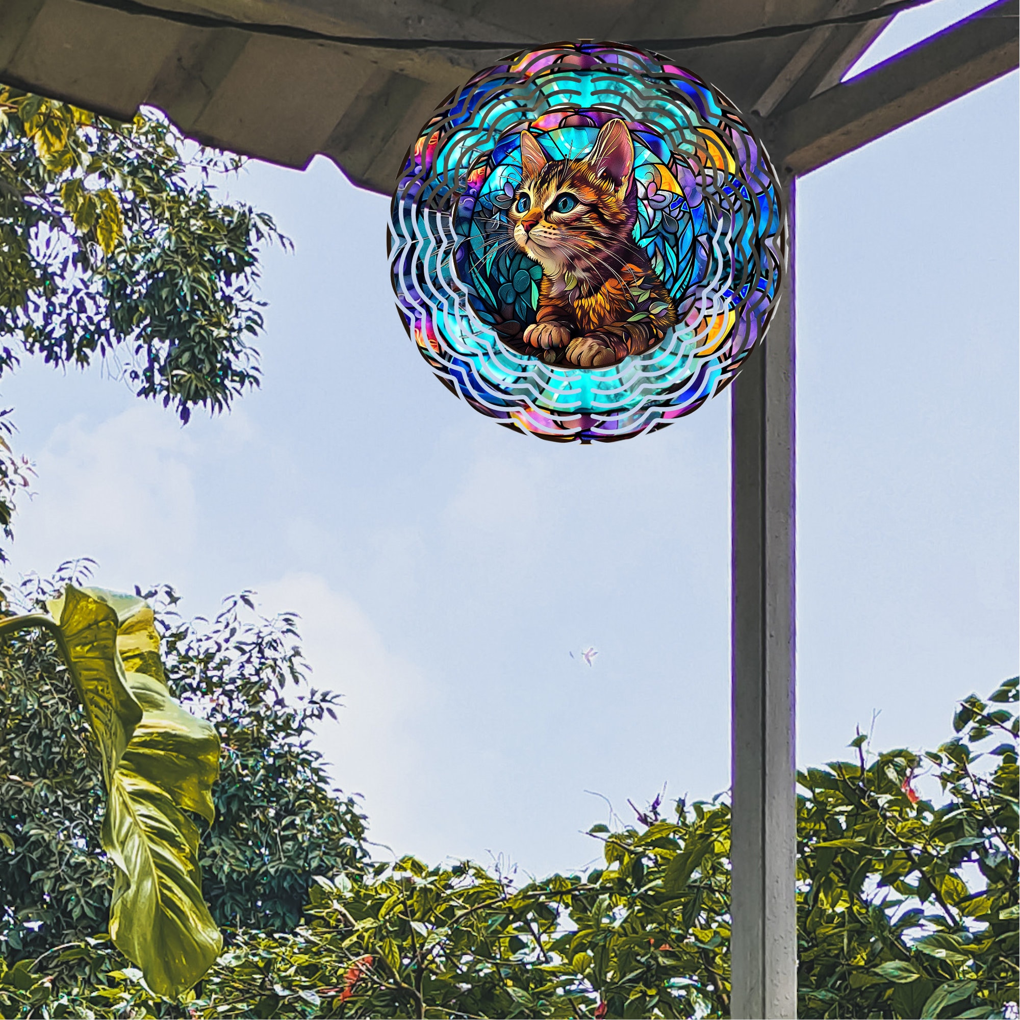 Kitten Wind Spinner: Stained Glass Look Cat Garden Decor - Etsy