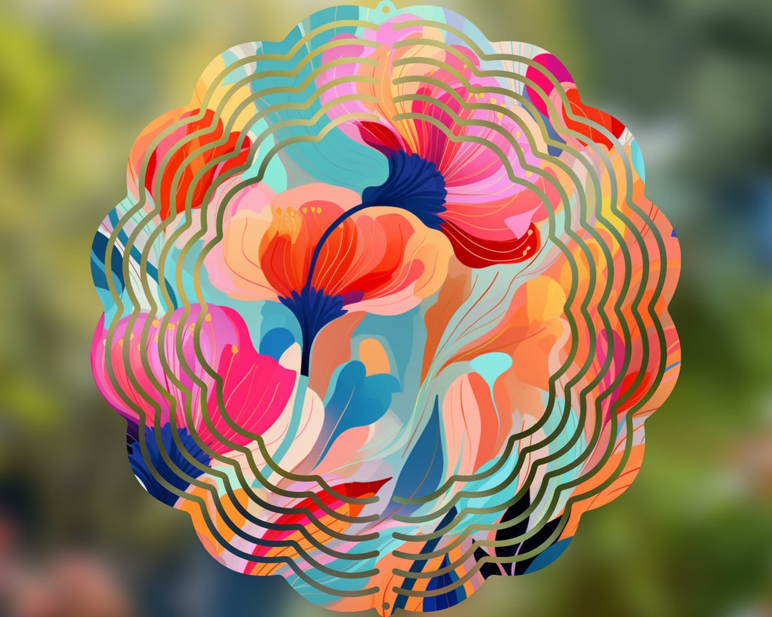 Art Deco Floral Wind Spinner | Metal Garden Art Sculpture | Vintage ...