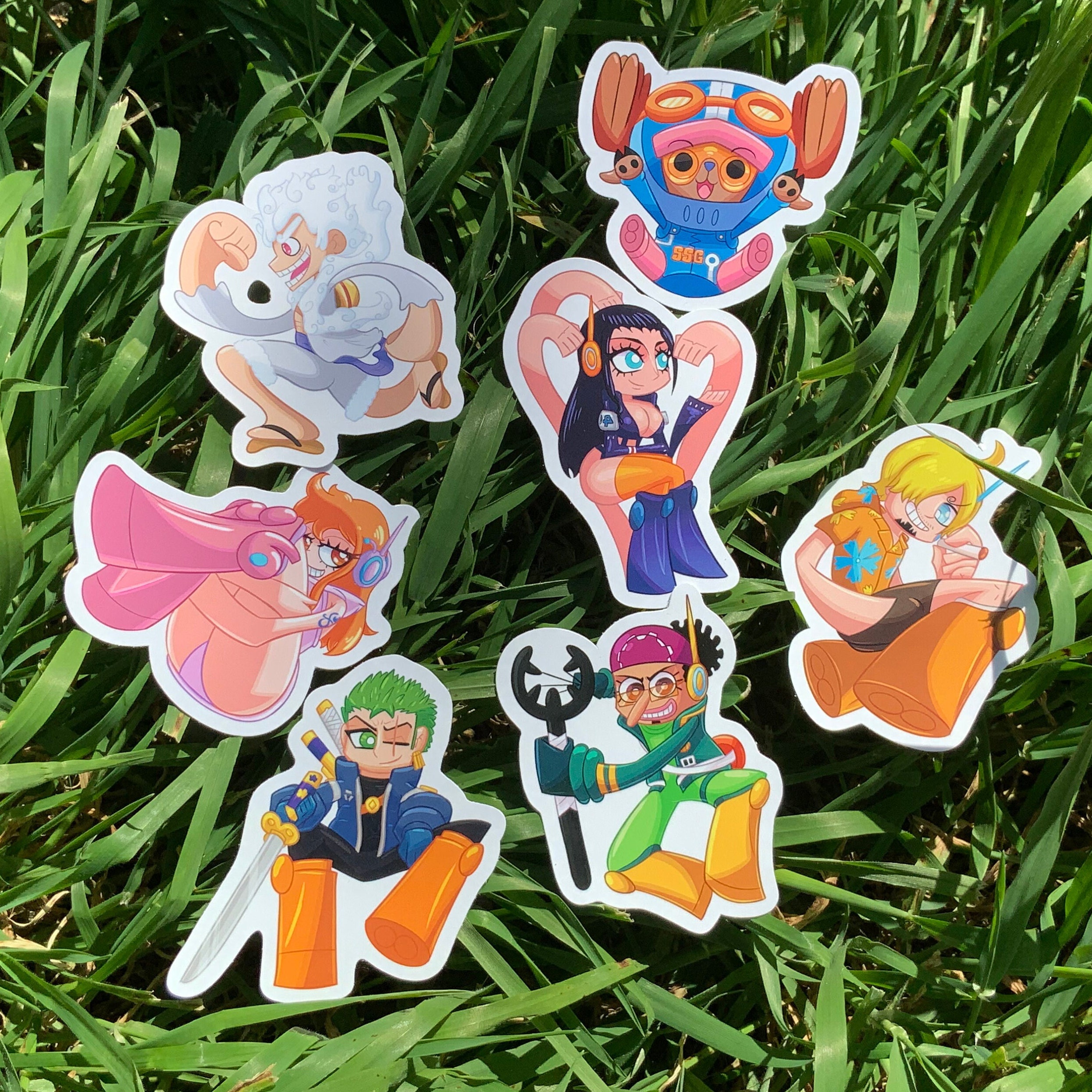 One Piece: Egghead Laminated Vinyl Stickers Ft. Luffy, Zoro, Nami ...