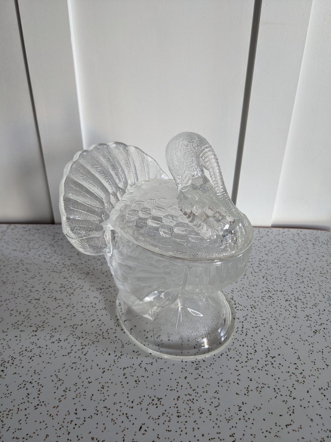Vintage LE Smith Thick Clear Glass Turkey Lidded Dish - Candy - Gravy ...