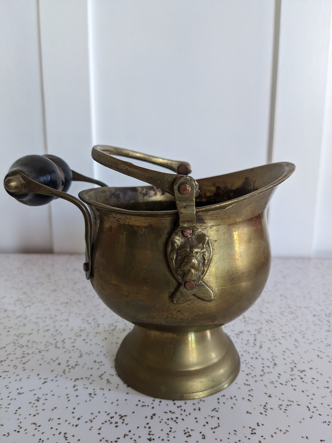 Vintage Brass Scuttle Bucket With Wood Handle - Basket - Coal - - Etsy