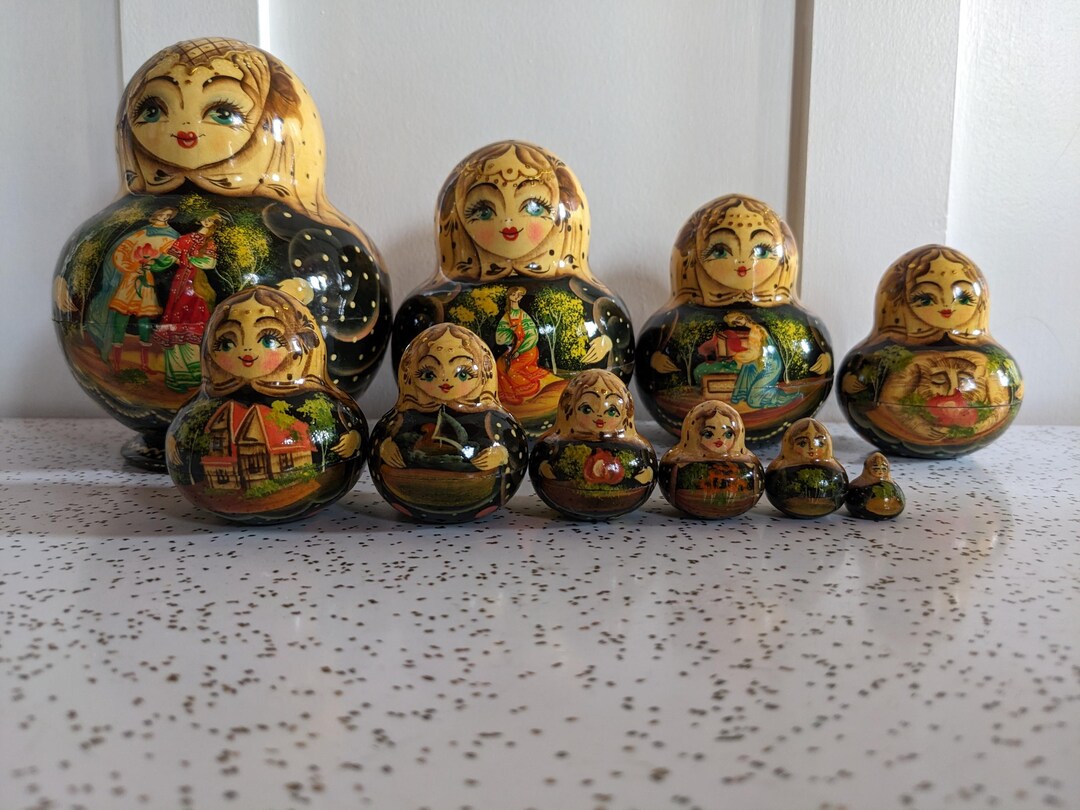 10 Beautiful Nesting Hand Painted Wood Russian Dolls - Etsy