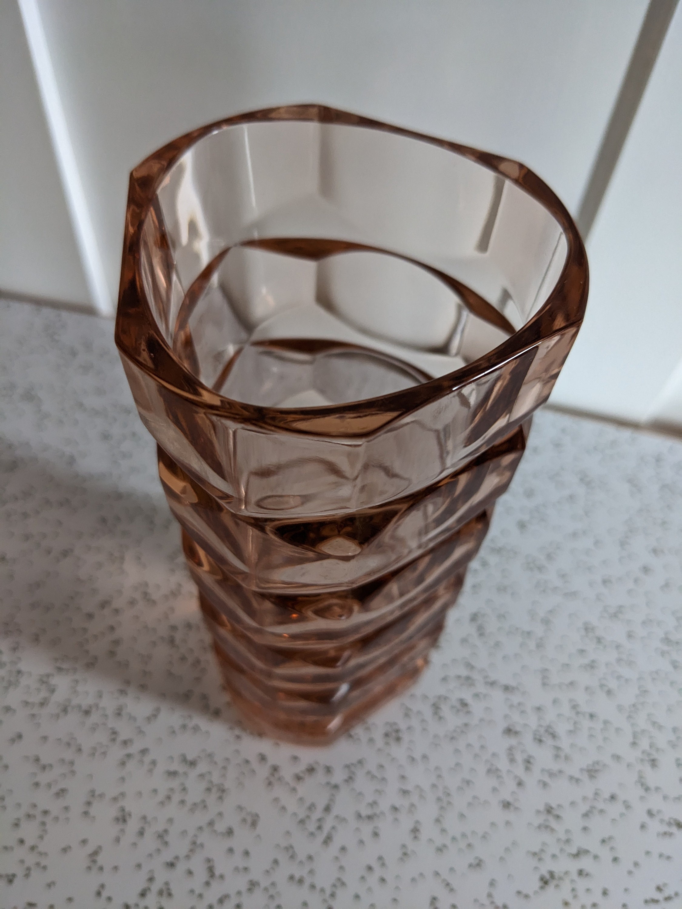 Vintage French Luminarc Rosaline Pink Glass Cube Cut Vase - Etsy