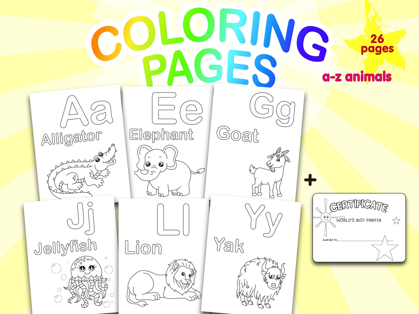 A-Z Animals Coloring Pages - Etsy
