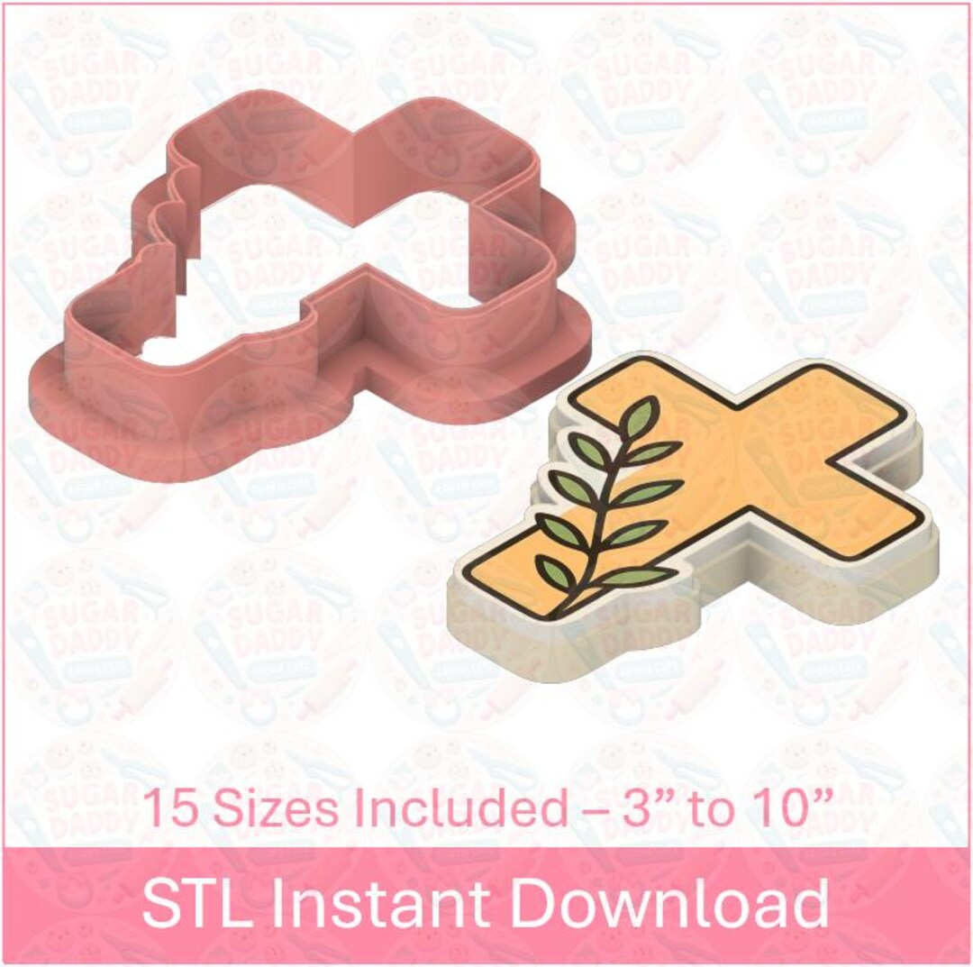 Cross With Olive Branch Cookie Cutter STL File Instant Download - Etsy