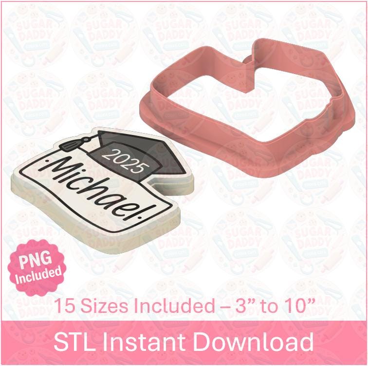 Graduation Cap With Name Banner Cookie Cutter STL File Instant Download ...