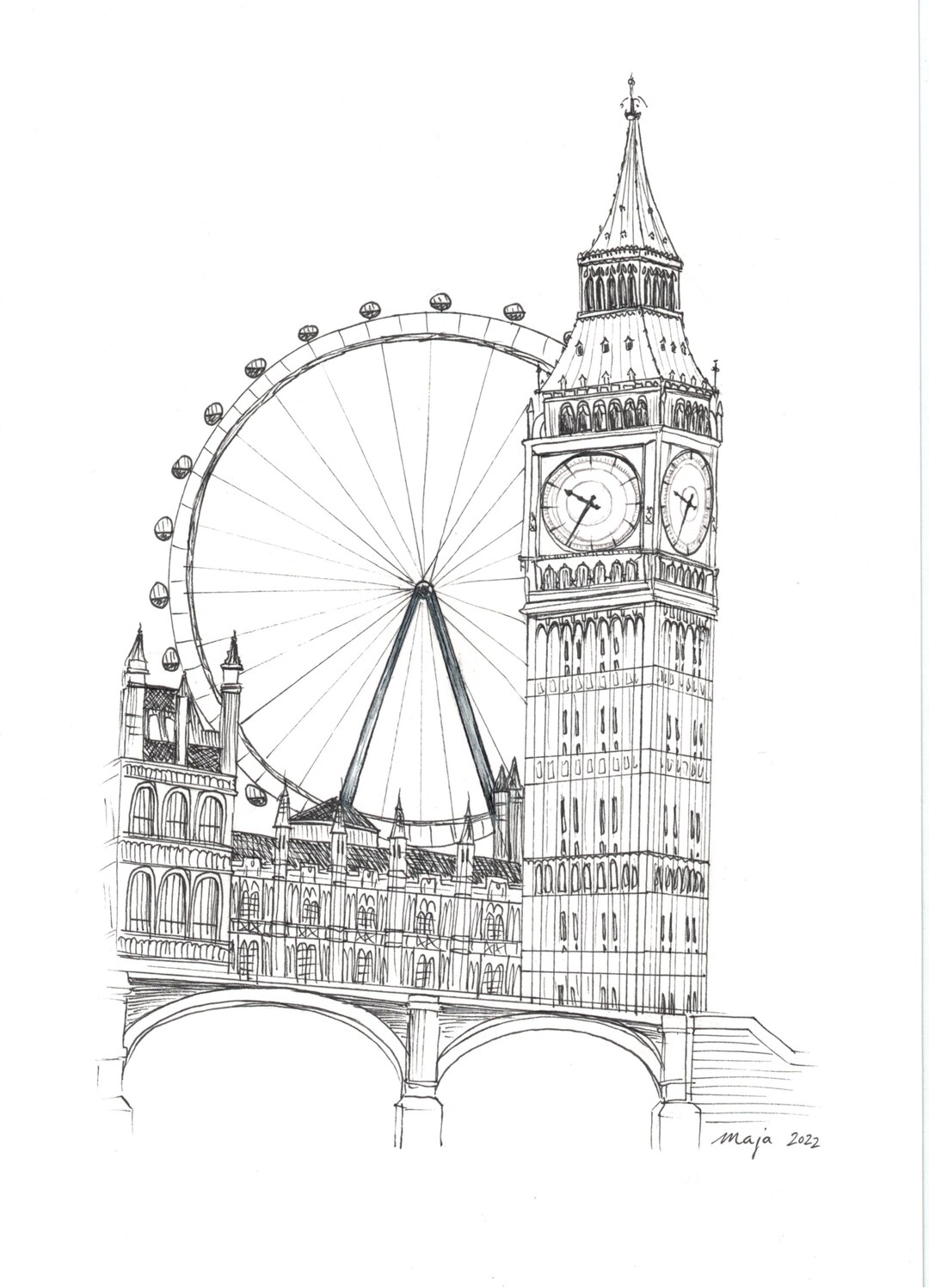Custom Ink City Drawing – Choose Your City or Landmarks – Hand-drawn ...