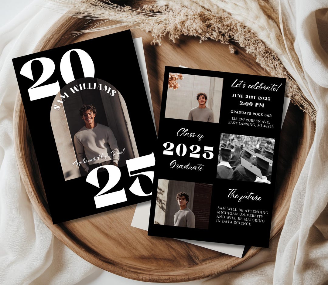 Editable Graduation Invitation Template, Modern Graduation Announcement ...