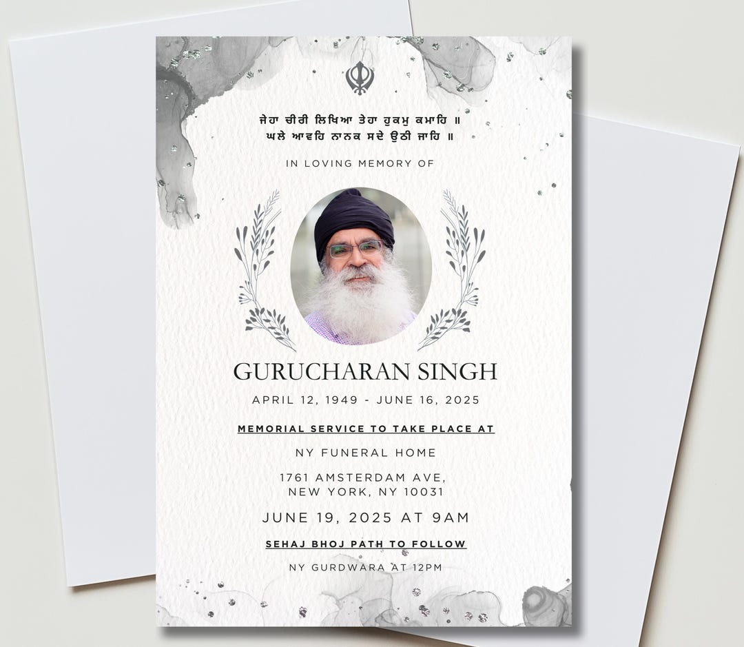 Editable Punjabi Sikh Funeral Gurdwara Invitation, First Barsi Invite ...