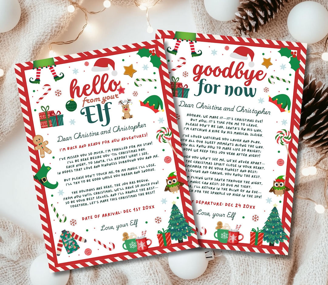 Editable Elf Letters, Christmas Elf Hello Goodbye, Elf Arrival ...