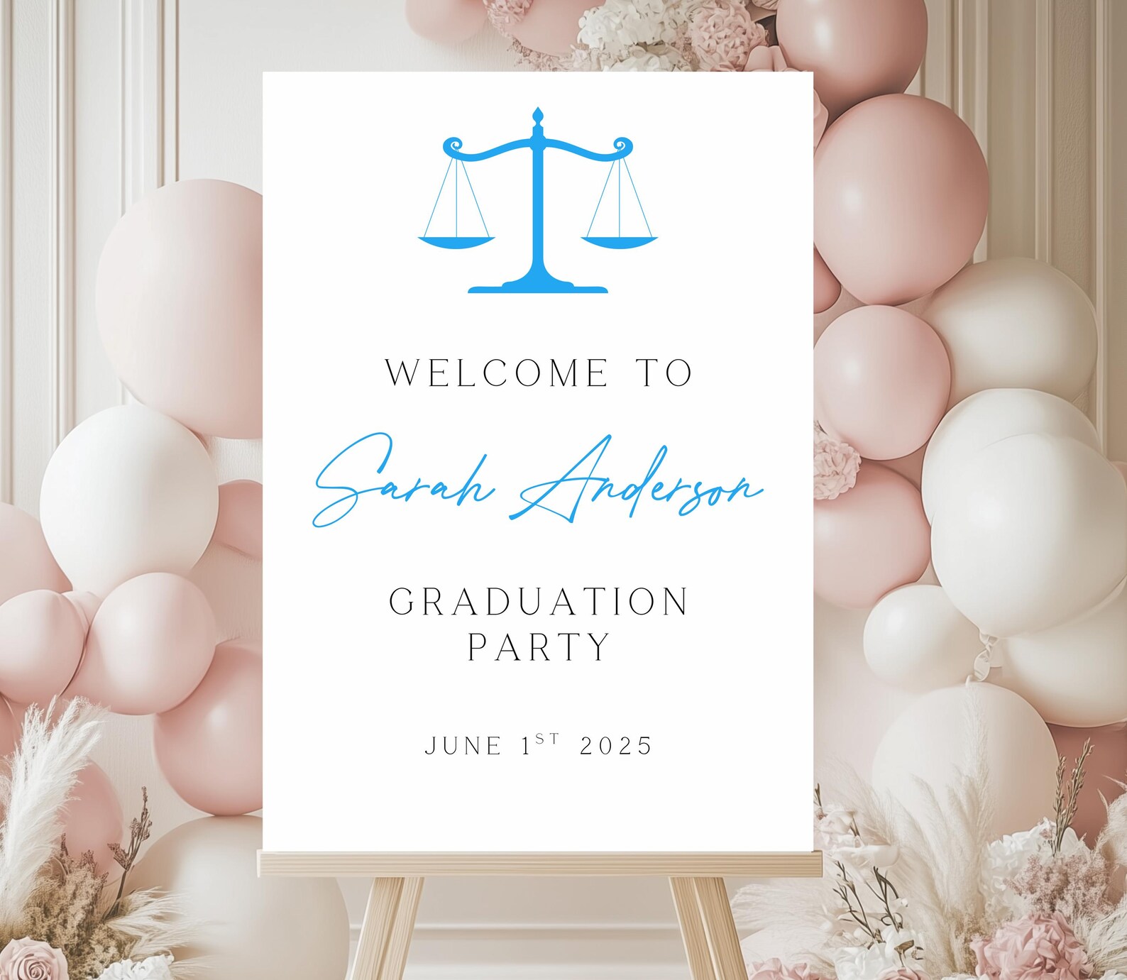 Law School Graduation Welcome Sign, Minimalist Attorney Grad Decor ...
