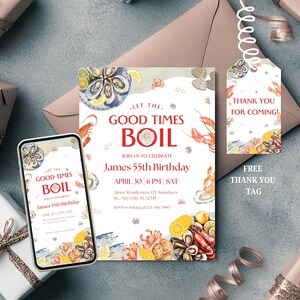 Editable Seafood Boil Party Invitation, Let the Good Times Boil, Crab ...