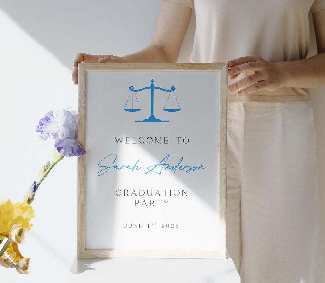 Law School Graduation Welcome Sign, Minimalist Attorney Grad Decor ...