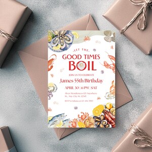 Editable Seafood Boil Party Invitation, Let the Good Times Boil, Crab ...