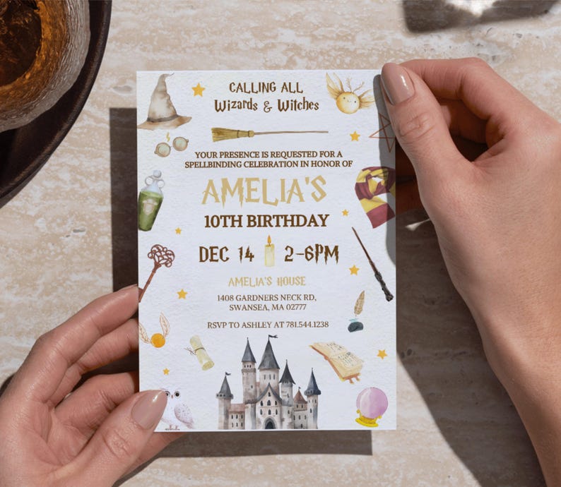 Editable Wizard Birthday Invitation, Magic Witches School of Wizardry ...