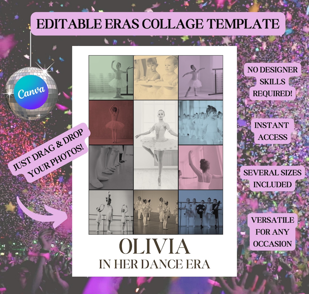 Editable Eras Dancer Poster Photo Grid, Eras Tour Themed Swiftie ...
