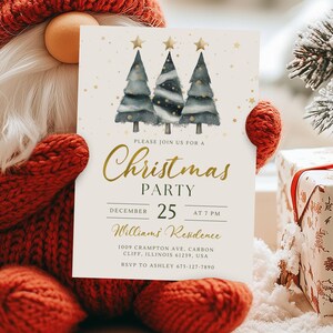 Editable Christmas Tree Party Invitation, Winter Festive Holiday Invite ...
