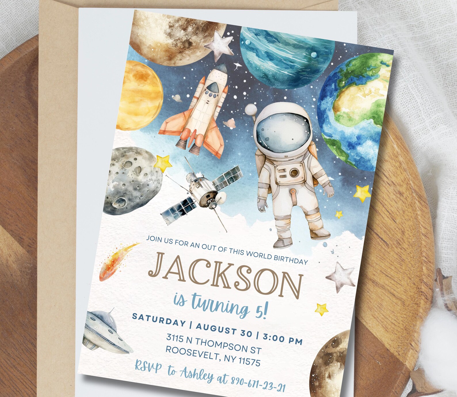 Editable Space Birthday Invitation, Kids Space Invite, Boy Space Party ...