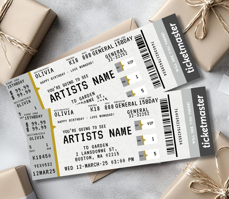 Concert Ticket Canva Template, Ticket Master Design, Surprise Show ...