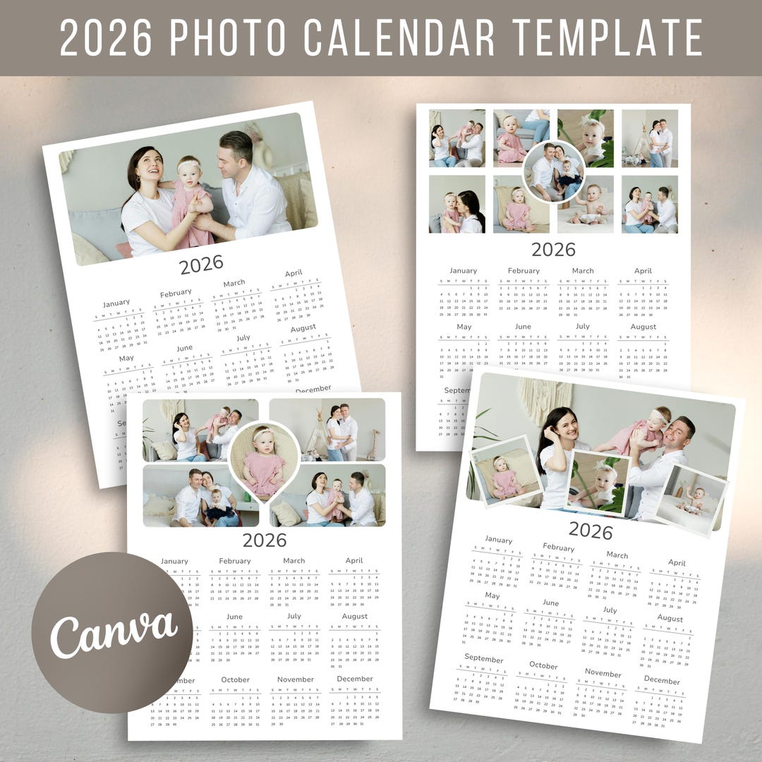 Editable 2026 Keepsake Photo Calendar, DIY Custom Family Gift Design ...