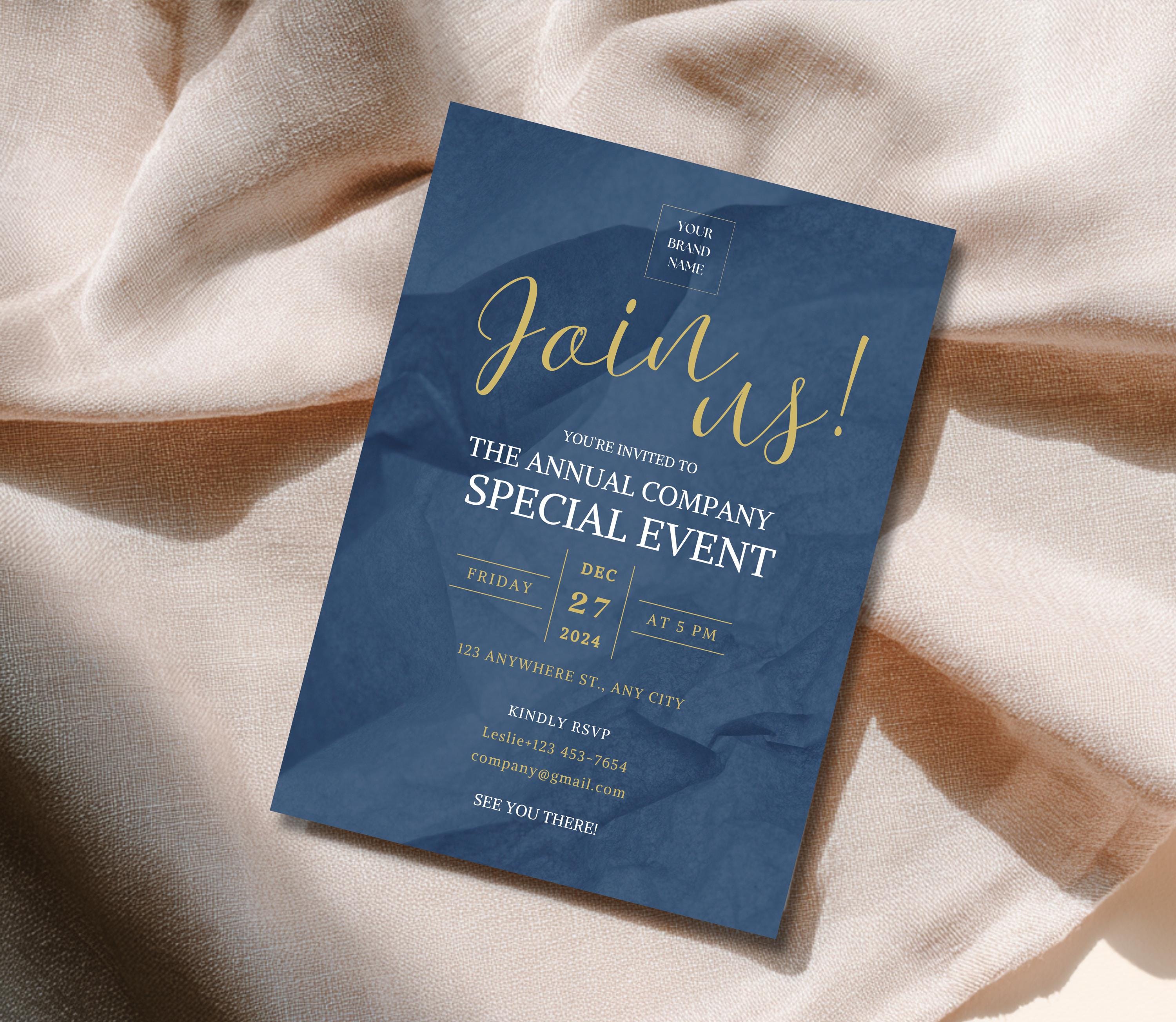 Business Invitation Template, Corporate Annual Celebration Dinner Party ...