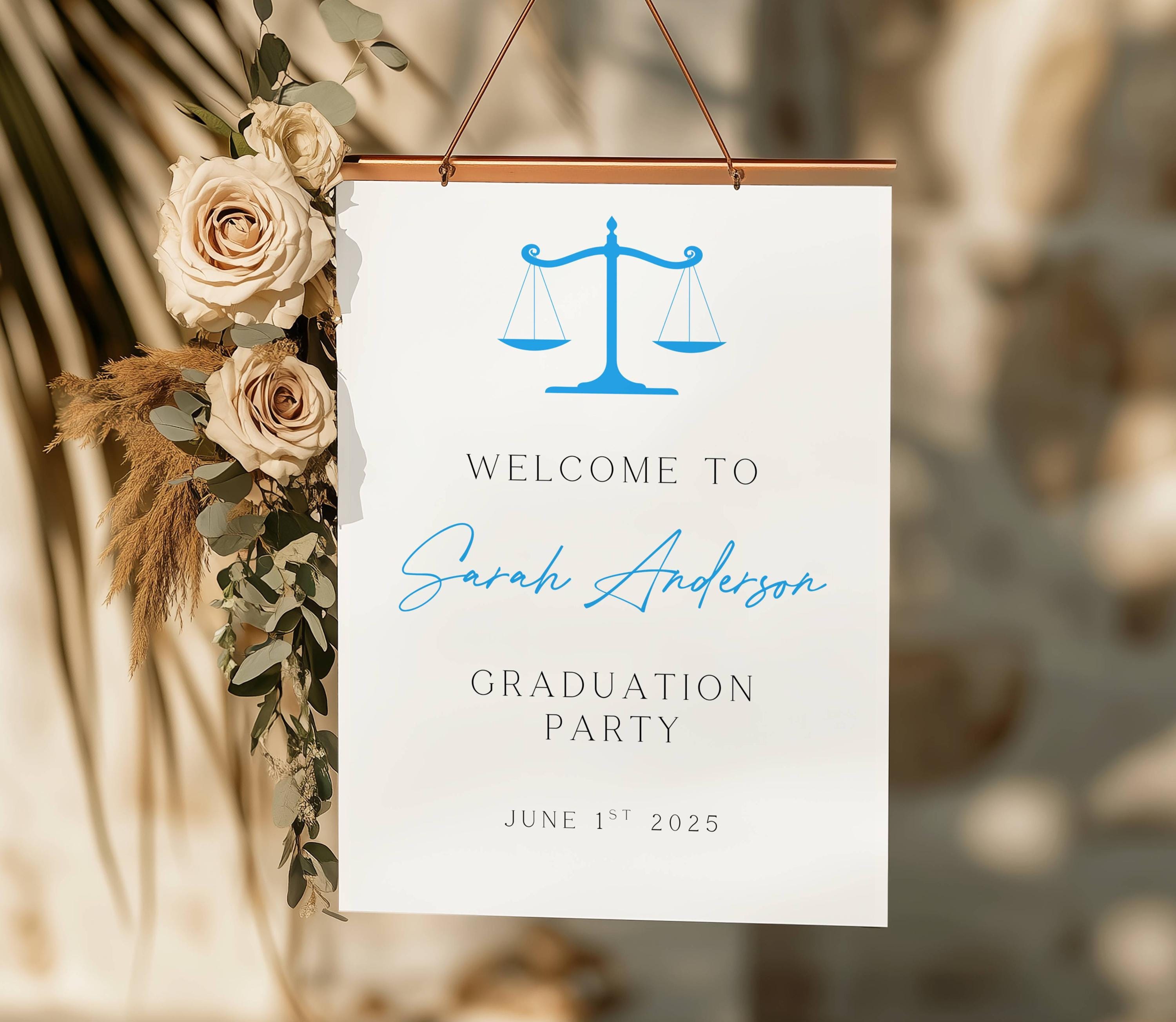 Law School Graduation Welcome Sign, Minimalist Attorney Grad Decor ...
