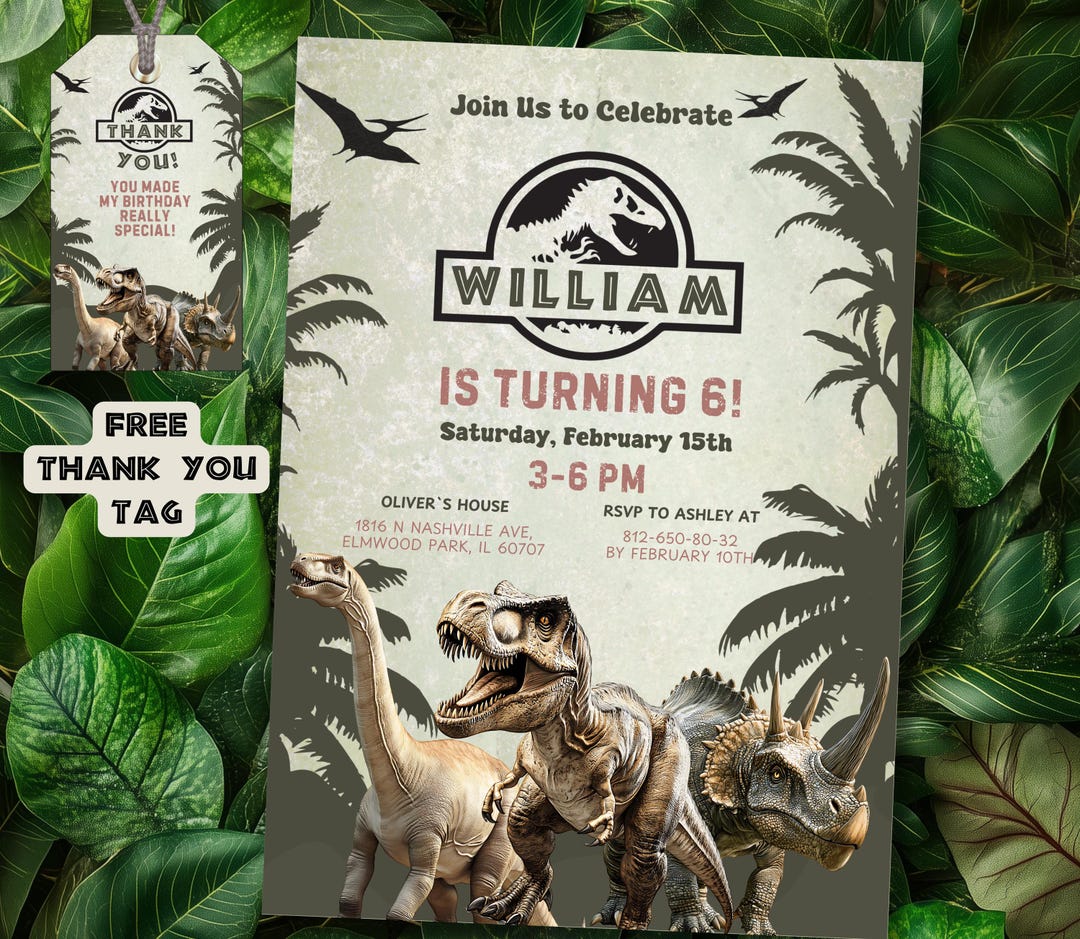 Editable Dinosaur Birthday Invitation, Dino Birthday Invite, Jurassic ...