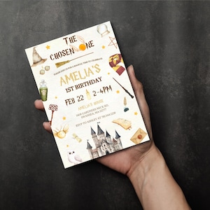 Editable the Chosen One Wizard Birthday Invitation, Magic School ...