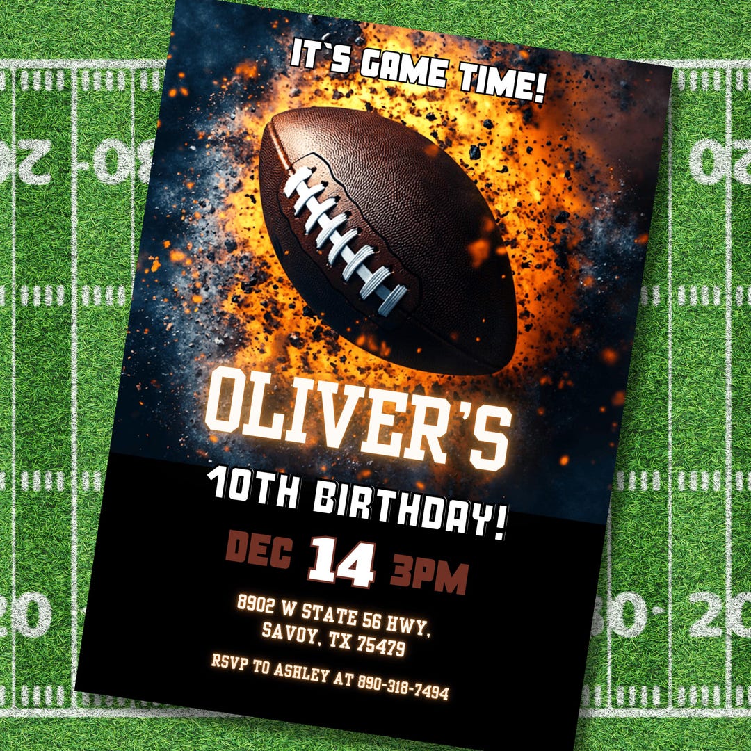 Editable American Football Invitation, Touchdown Birthday Printable ...