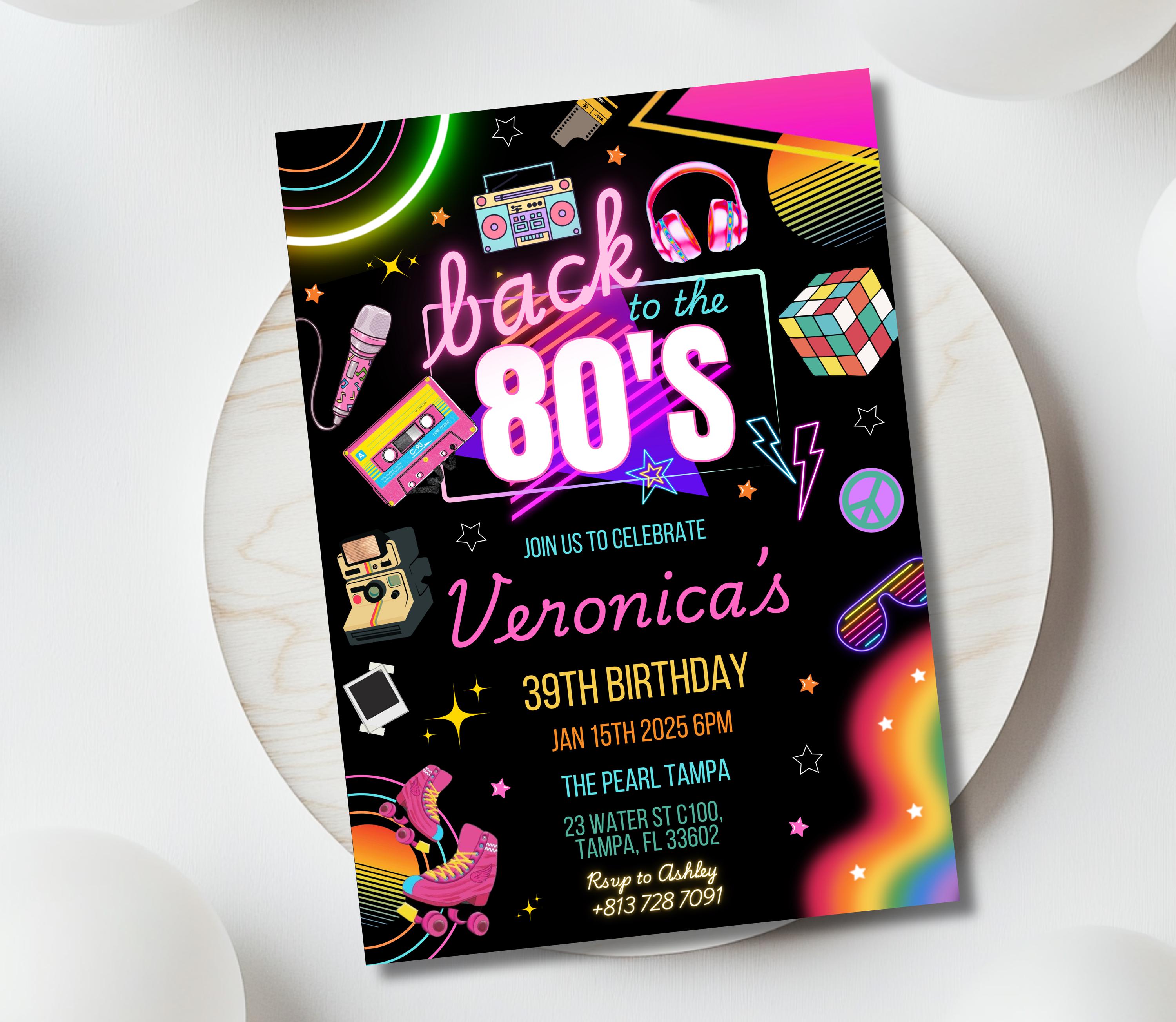 Editable 80s Birthday Party Invitation, Back to 80s, Women Invite ...