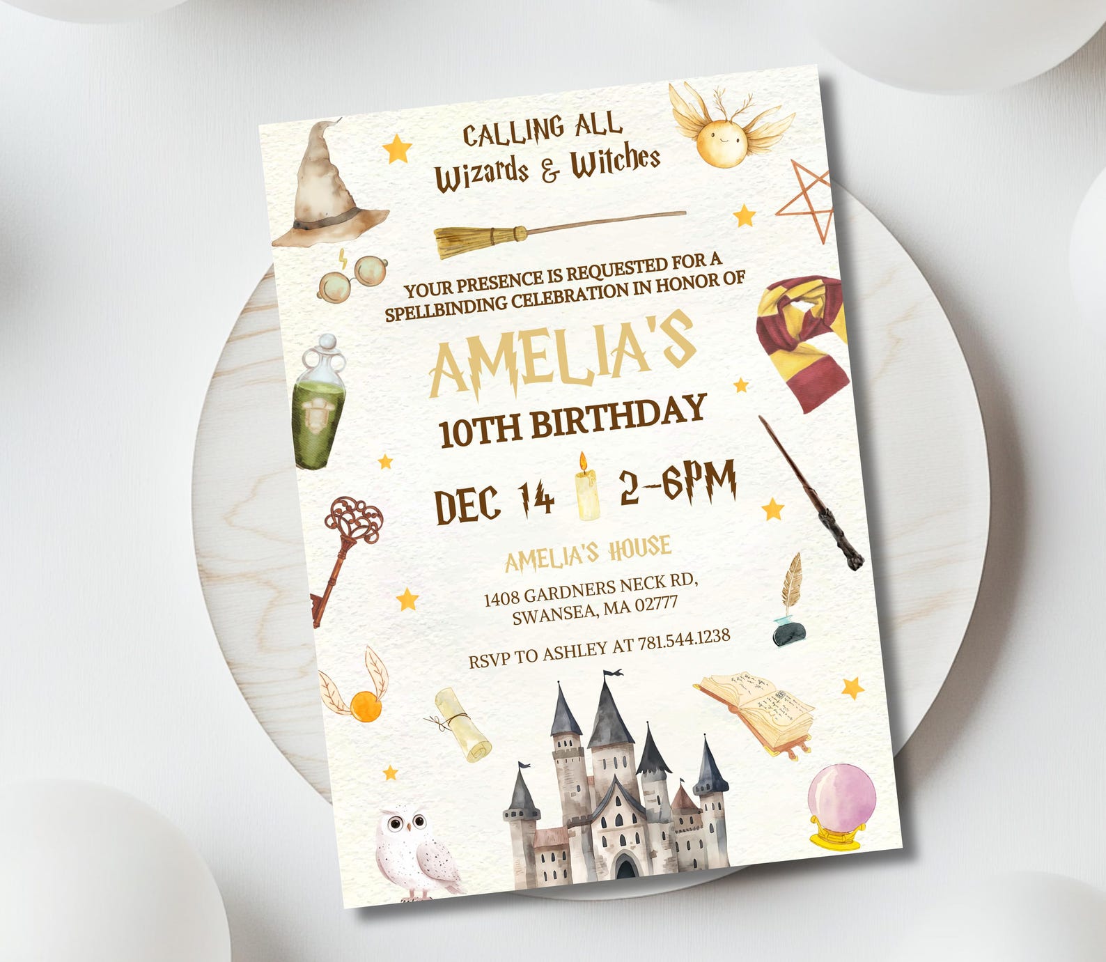 Editable Wizard Birthday Invitation, Magic Witches School of Wizardry ...