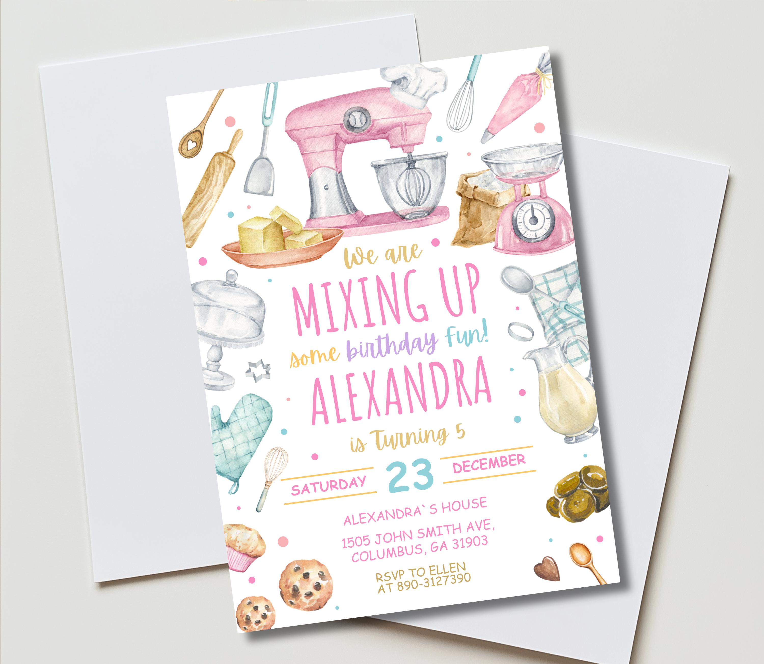 Editable Baking Birthday Invitation, Bake Party Cooking Invite, Cake ...