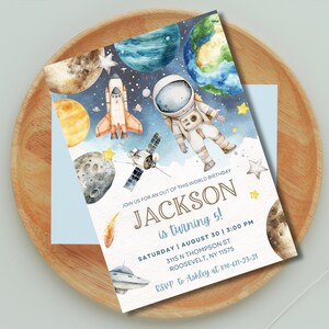 Editable Space Birthday Invitation, Kids Space Invite, Boy Space Party ...