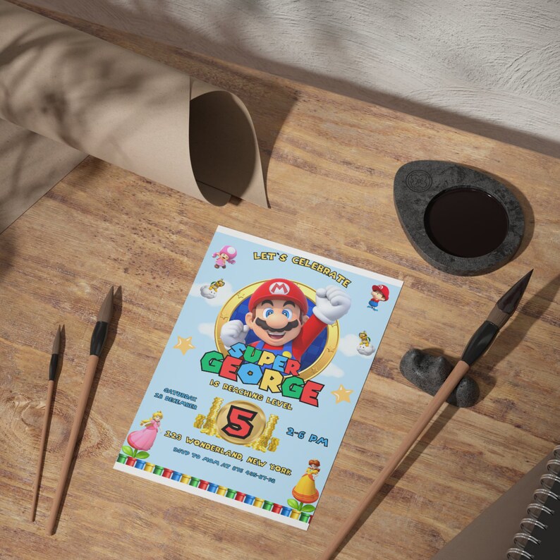 Invitación de Mario Bros, invitación de cumpleaños de Super Mario ...