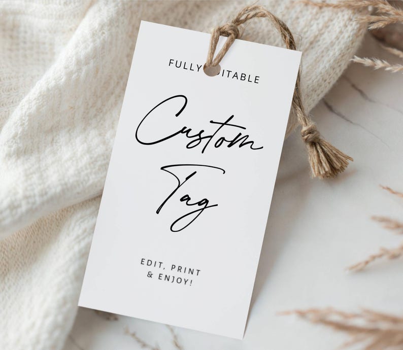 Editable Gift Tag Template, Minimalist Custom Label Present Thank You ...