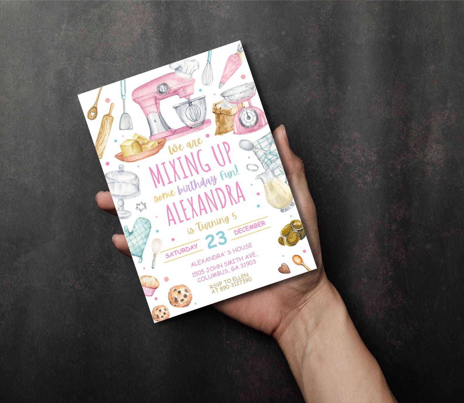 Editable Baking Birthday Invitation, Bake Party Cooking Invite, Cake ...
