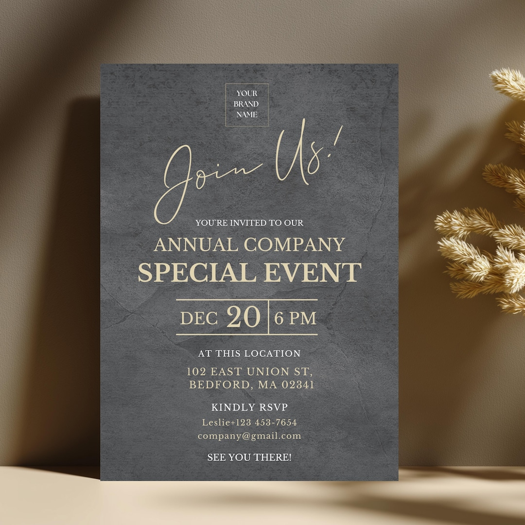 Editable Modern Business Invitation, Minimalist Gala Evening, Corporate ...