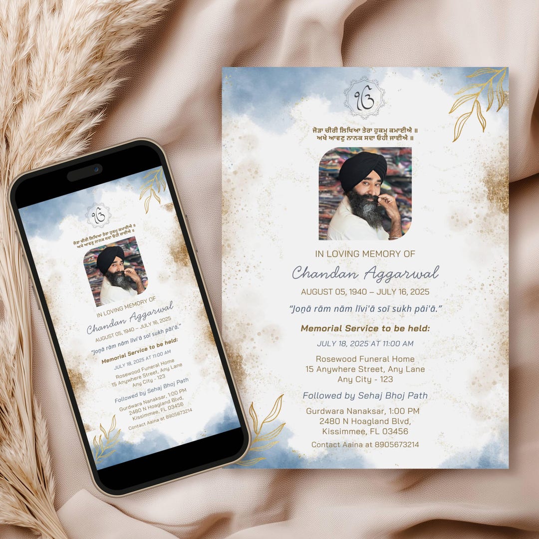 Editable Punjabi Sikh Funeral Gurdwara Invitation, First Barsi Invite ...