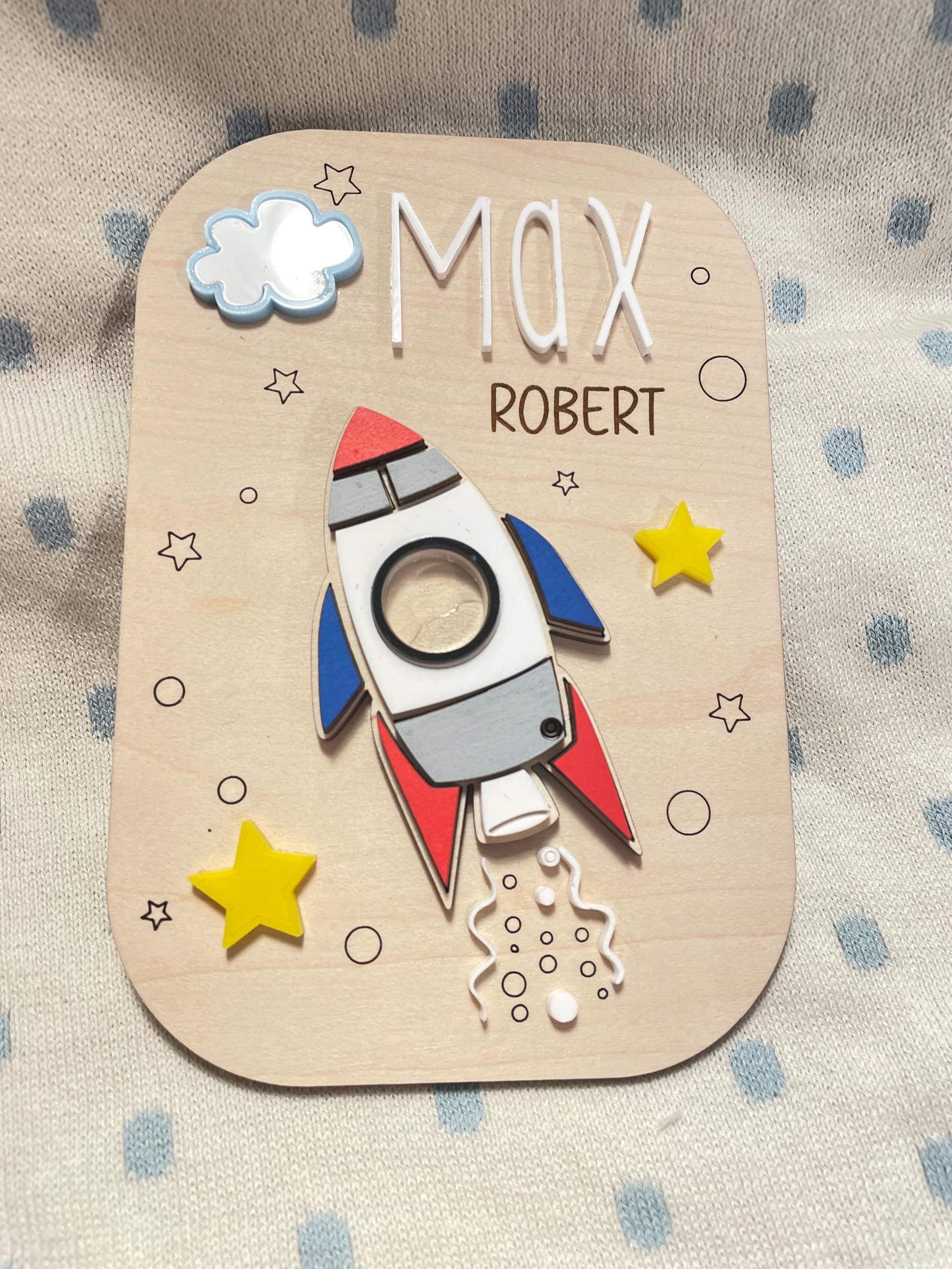Rocket Nursery Name Sign, Rocket Ship Birth Stats, Rocket Announcement ...